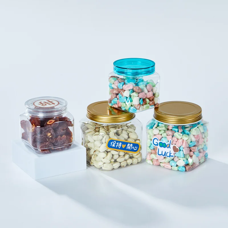 Clear 30oz PET Candy Jar with Screw Lid For Jam Cereals